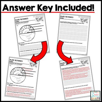 Plate Tectonics Unit Exam - Assessment Test Quiz Review Tectonic Plates ...