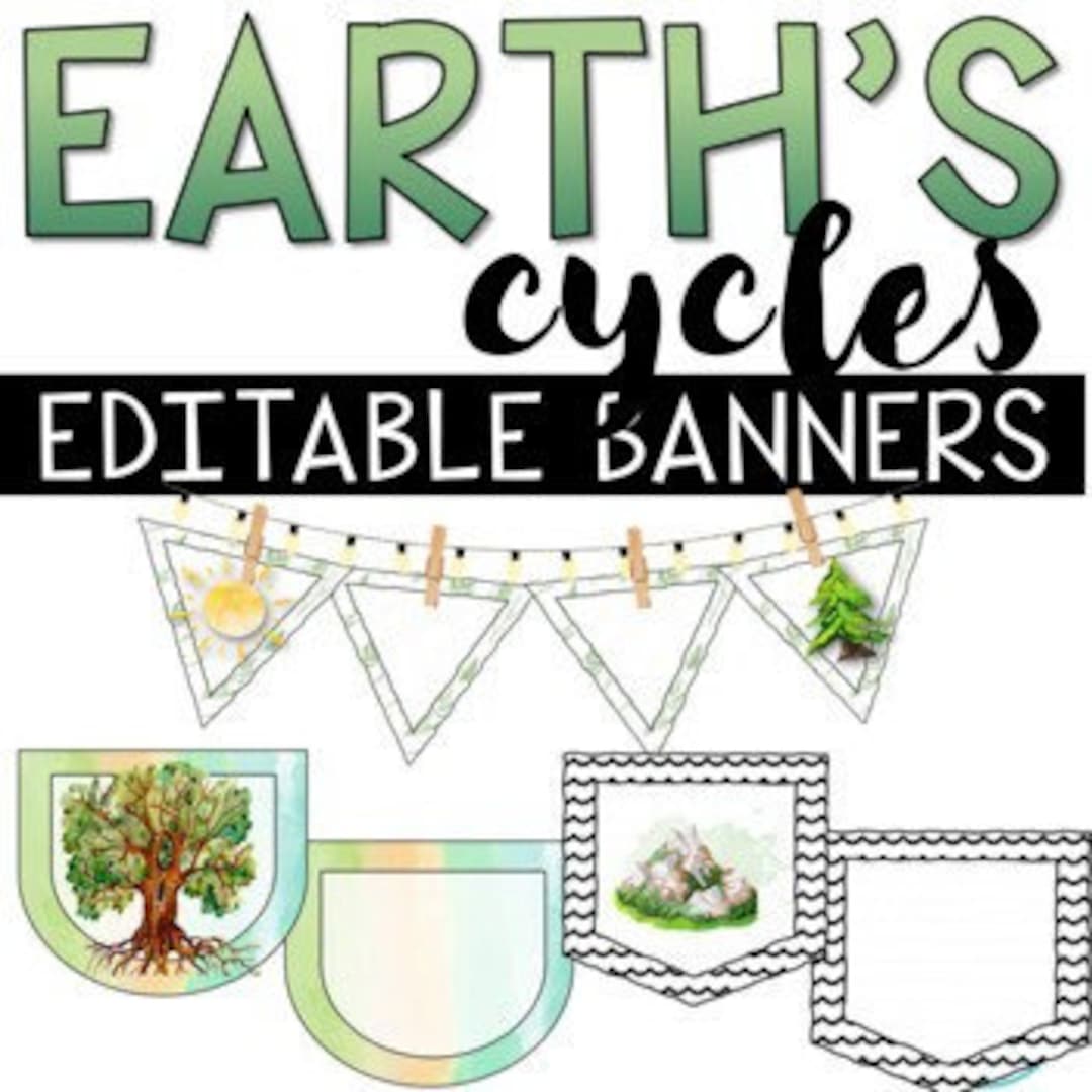 Earth's Cycles Banners Printable Environmental Earth Science Classroom ...