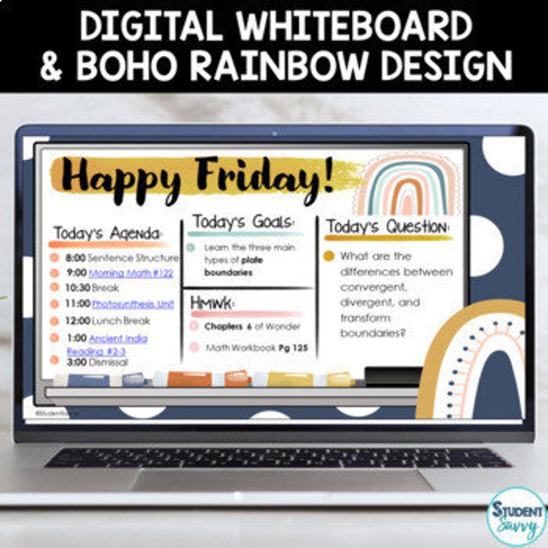 Daily Schedule Template Editable Agenda Slides Back to School Digital ...