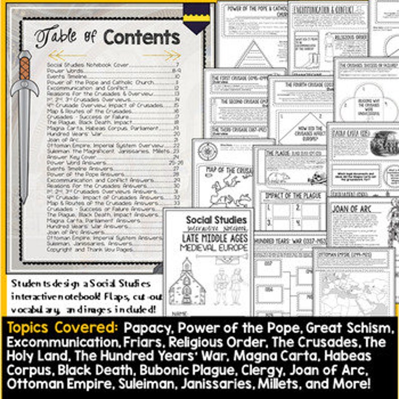 Medieval Europe Late Middle Ages Interactive Notebook Worksheets ...
