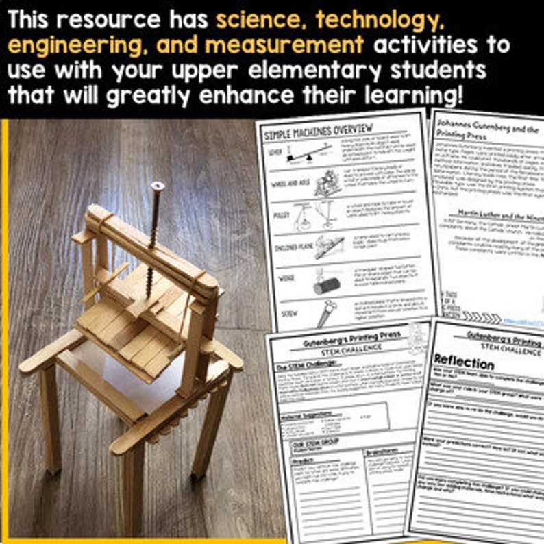 The Reformation STEM Challenge | Gutenberg Printing Press STEM Activity ...