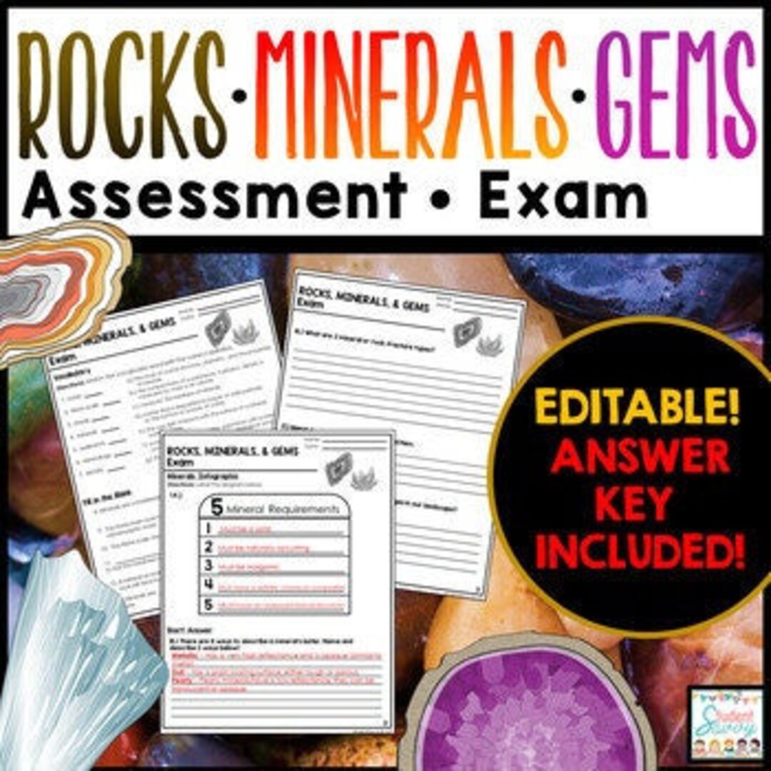 Rocks and Minerals Exam - Assessment - Etsy