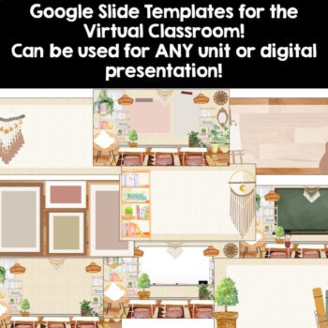 Boho Rainbow Virtual Classroom | Boho Rainbow Google Slides - Etsy