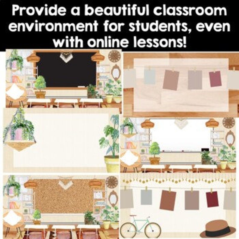 Boho Rainbow Virtual Classroom | Boho Rainbow Google Slides - Etsy