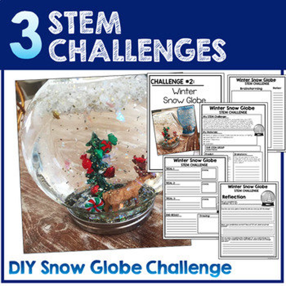 Winter STEM Activities Challenges - December STEM Snowglobe Gingerbread ...