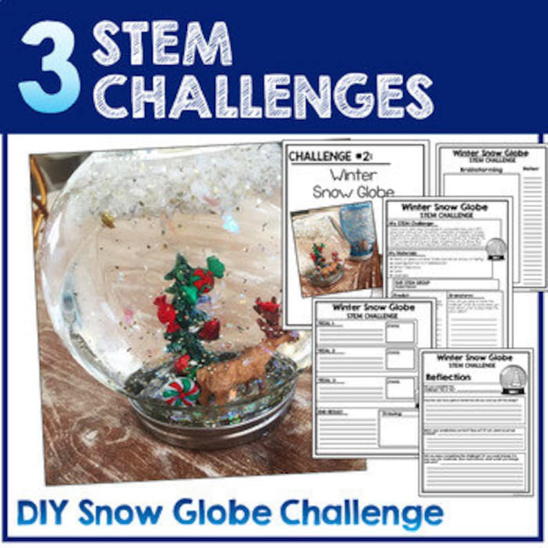 Winter STEM Activities Challenges - December STEM Snowglobe Gingerbread ...