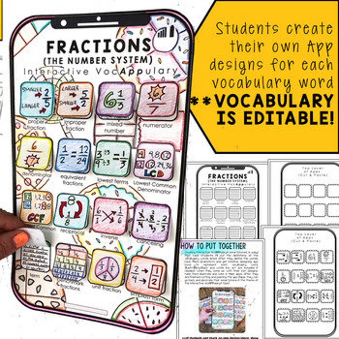 Fractions Activity | Interactive Vocappulary™ - Math Vocabulary ...