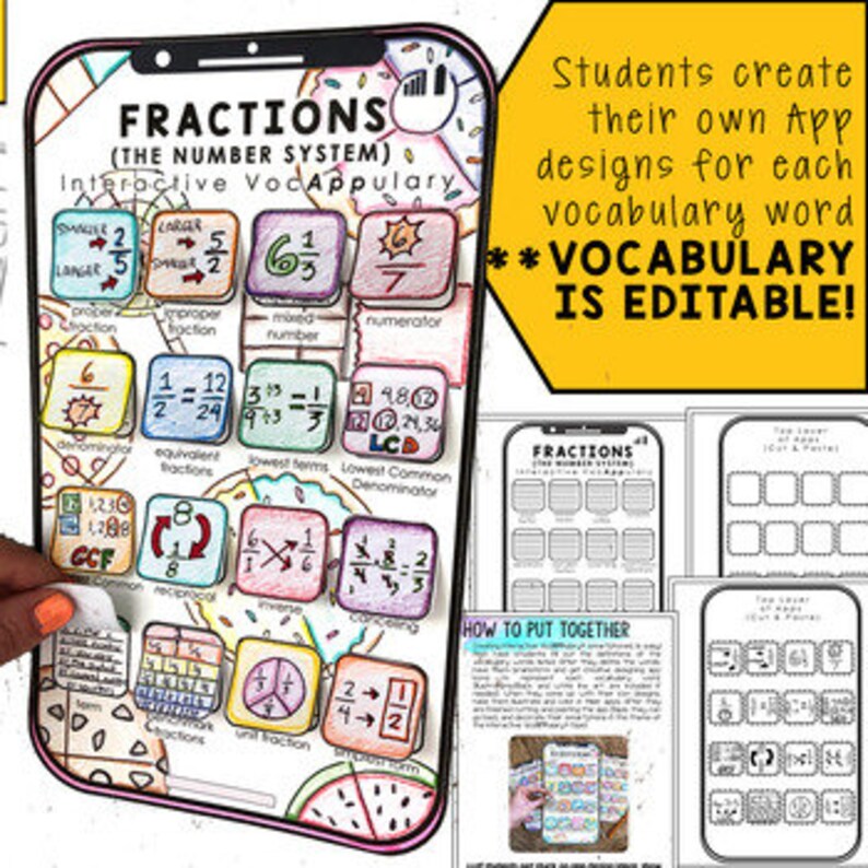 Fractions Activity | Interactive Vocappulary™ - Math Vocabulary ...
