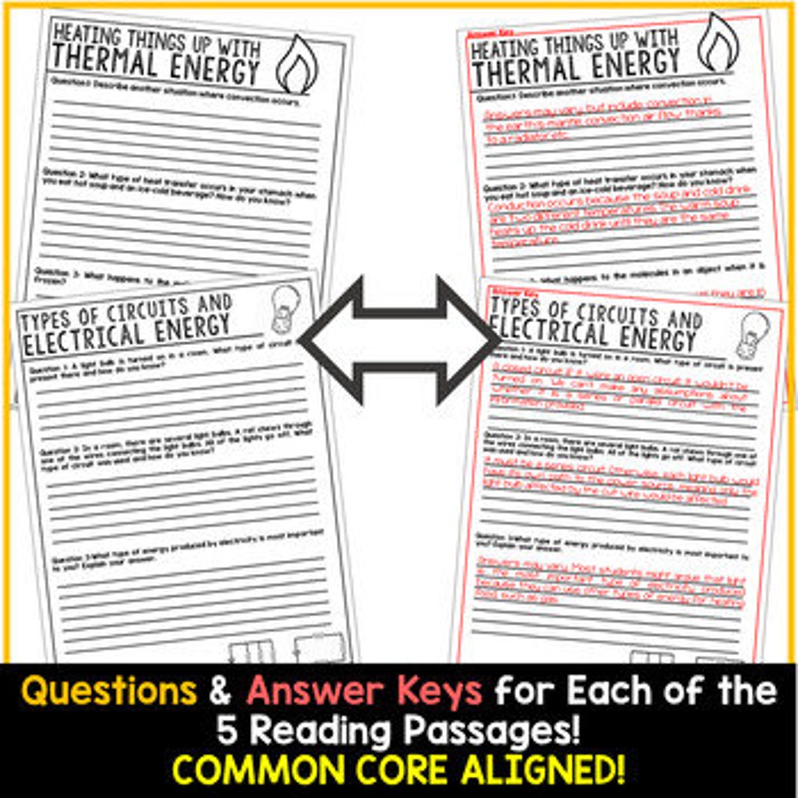 Energy Reading Passages - Questions - Annotations - Etsy