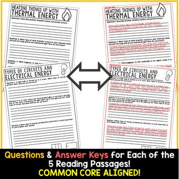 Energy Reading Passages - Questions - Annotations - Etsy