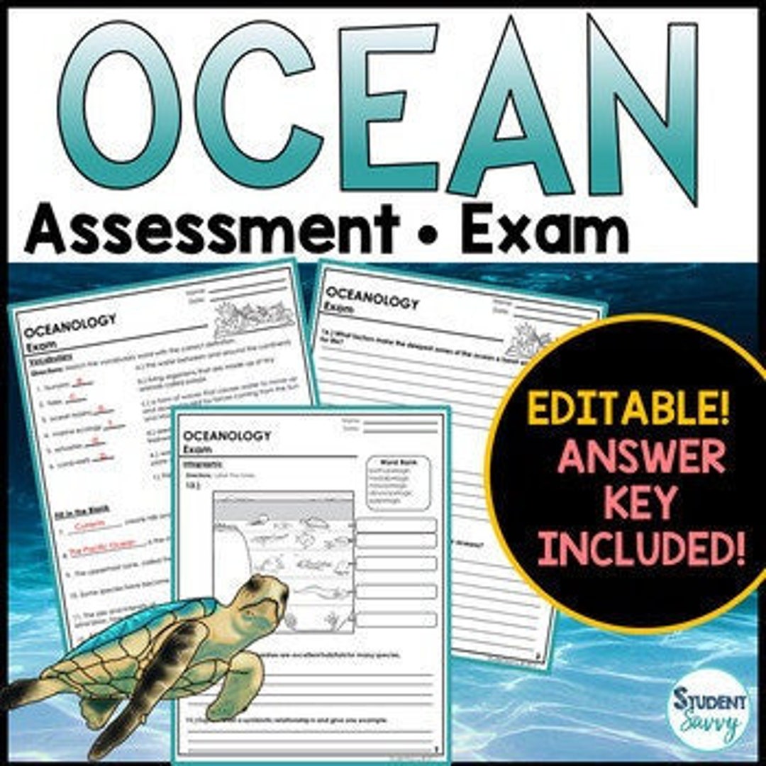Ocean Exam - Assessment - Test - Review - Oceanology Earth Science ...