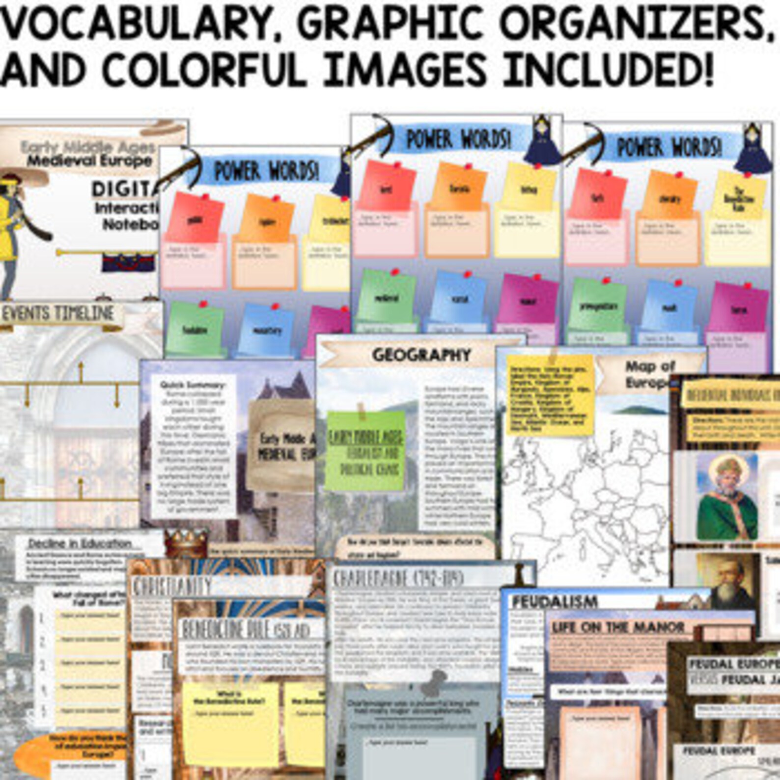 Early Middle Ages Interactive Notebook | Digital Notebook Distance ...