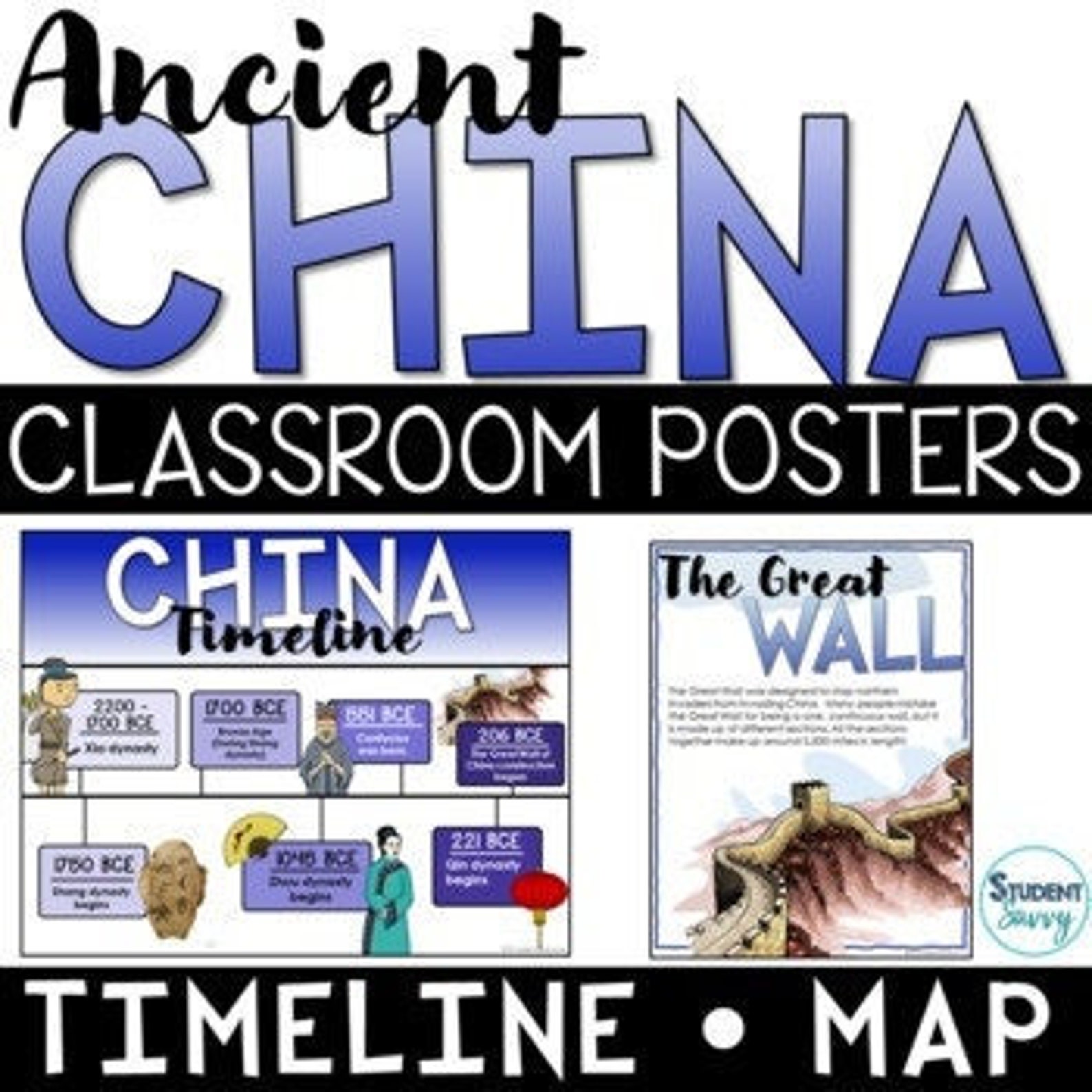 Ancient China Posters - China Timeline - Ancient China Map Classroom ...