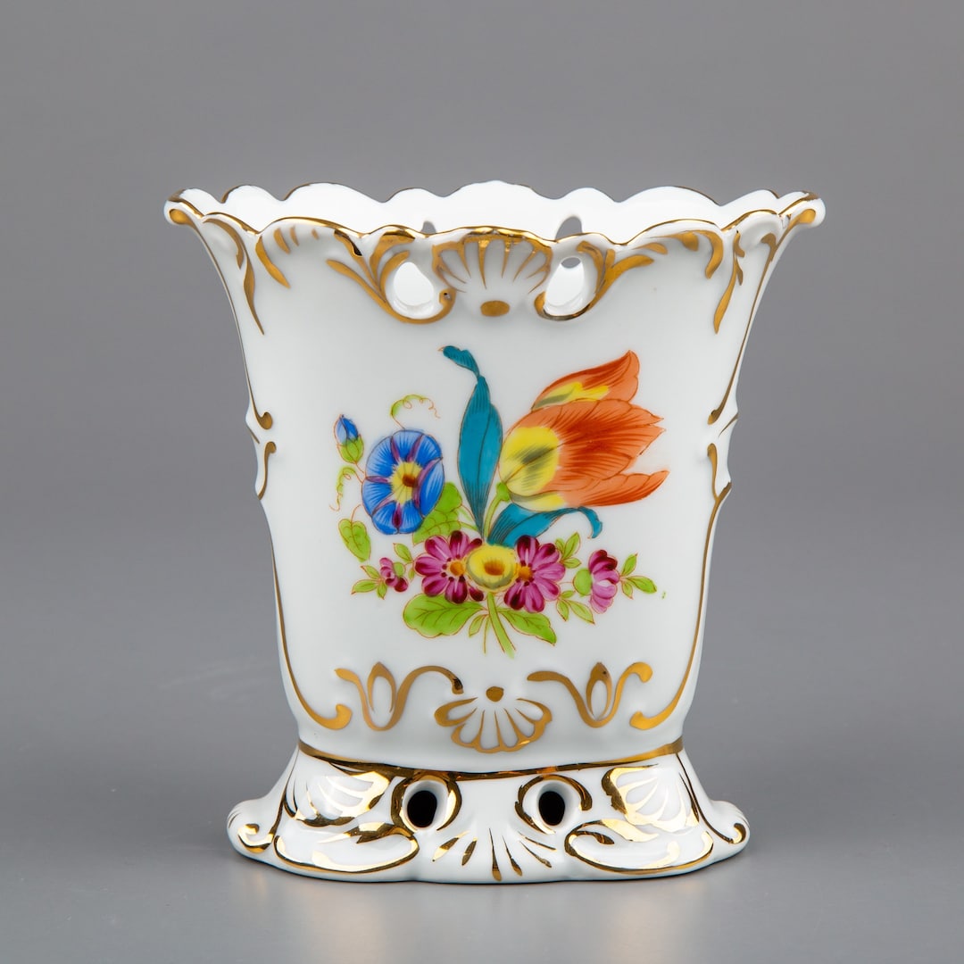 Herend Floral Vase With Breakthrough #6475 - Etsy