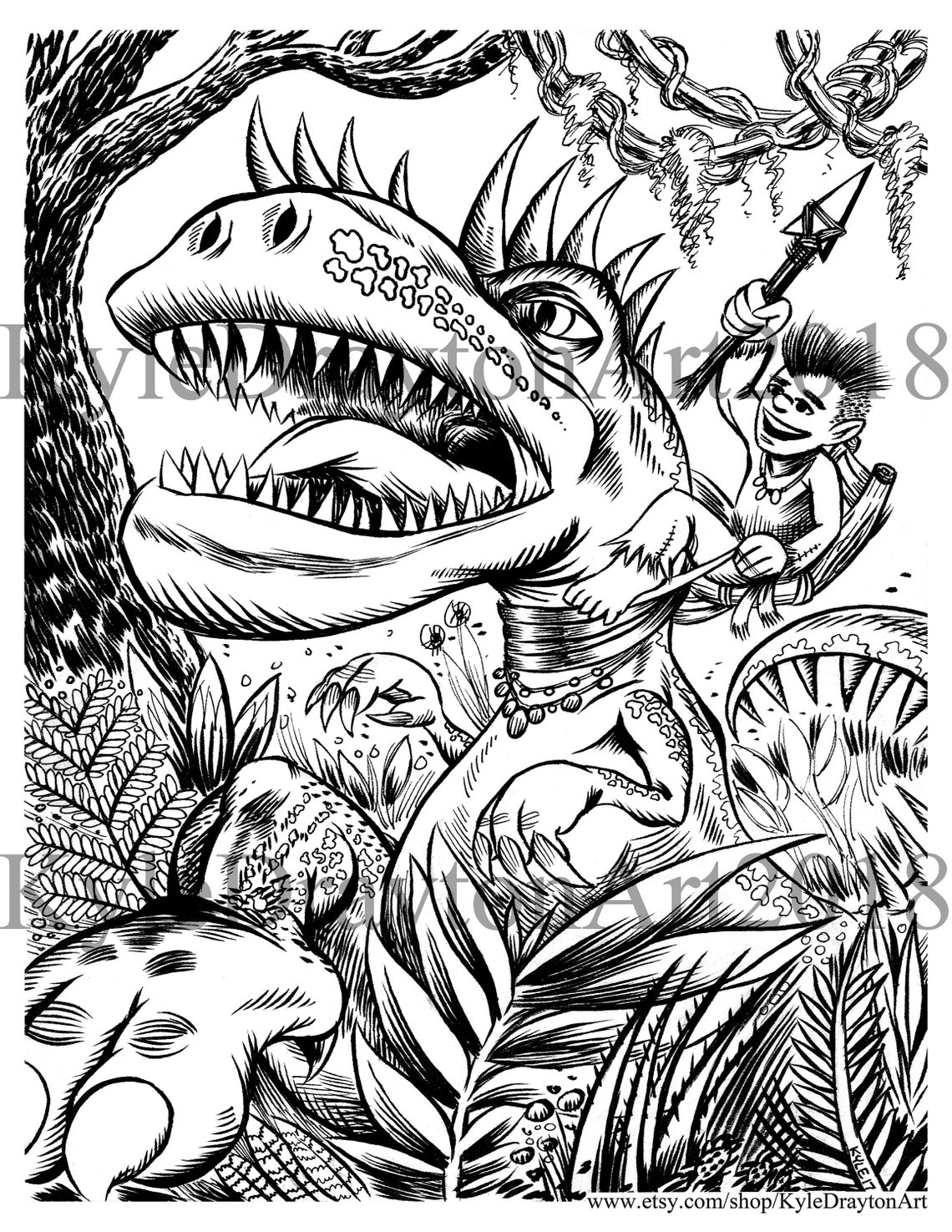 Dinosaur Rider Printable Coloring Page - Etsy