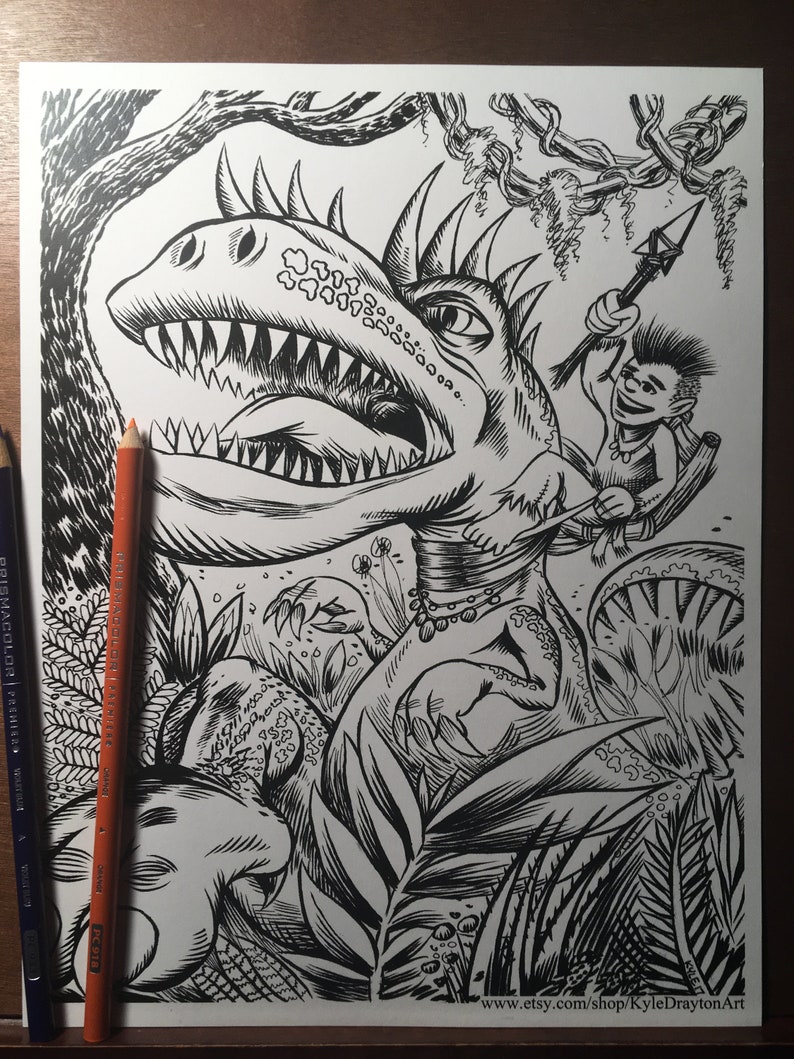 Dinosaur Rider Printable Coloring Page - Etsy