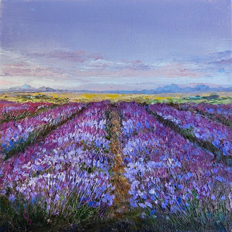 Lavender Field Art Small Impasto Oil Painting MADE TO ORDER Original ...