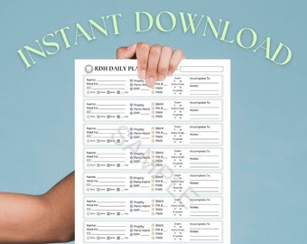 Dental Patient Daily Planner Template Dental Hygienist Daily Chart ...