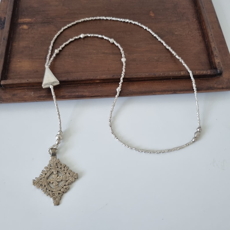 Ethiopian Coptic Cross Silver Long Necklace Coptic Crosses Necklace ...