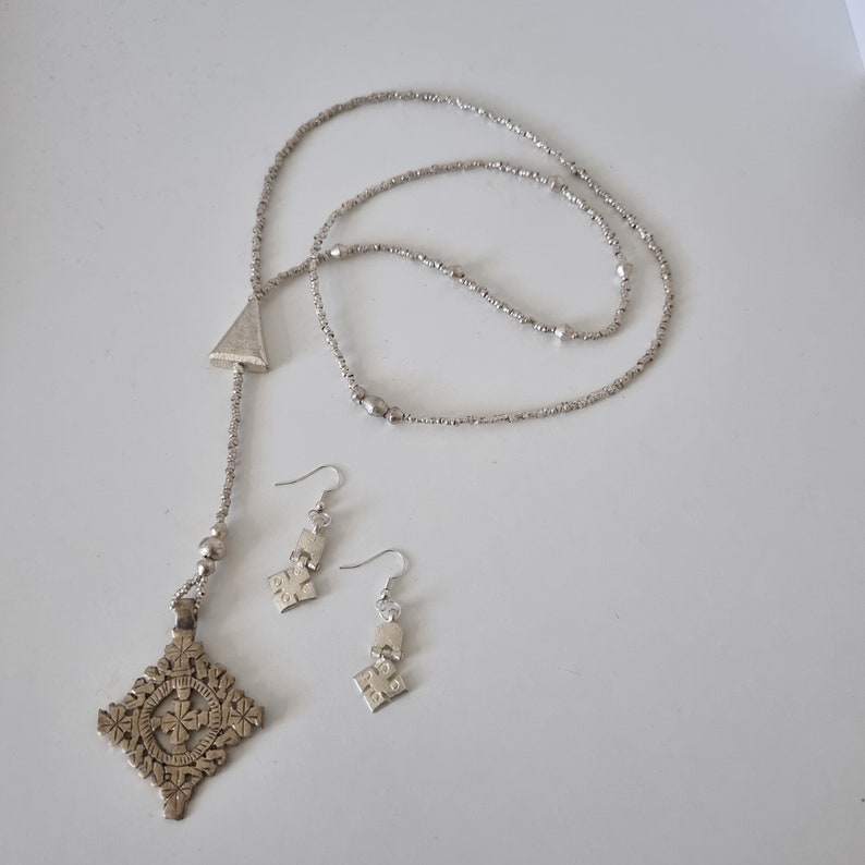 Ethiopian Coptic Cross Silver Long Necklace Coptic Crosses Necklace ...