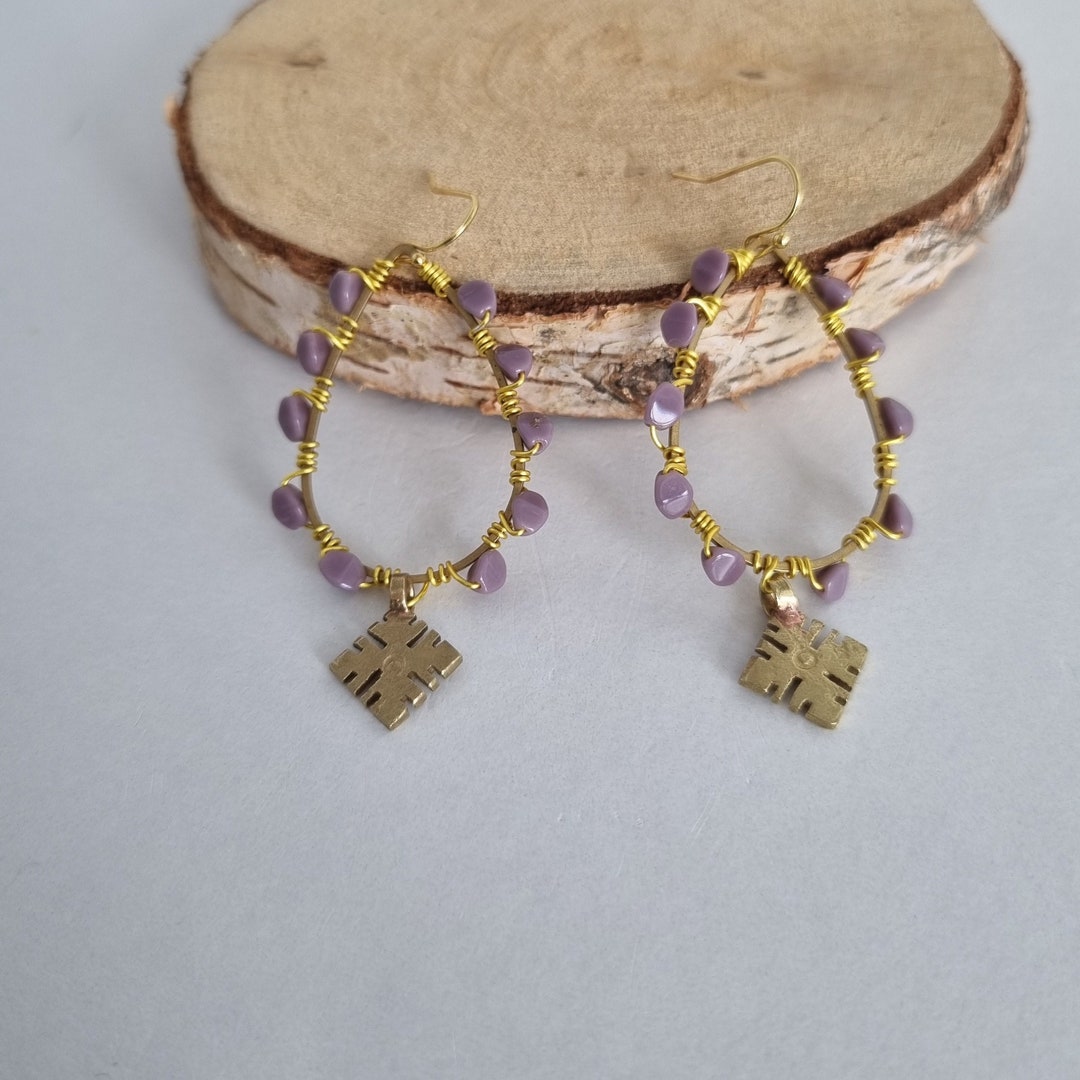 Ethiopian Coptic Cross Wire Wrapped Teardrop-shaped Earrings Coptic ...