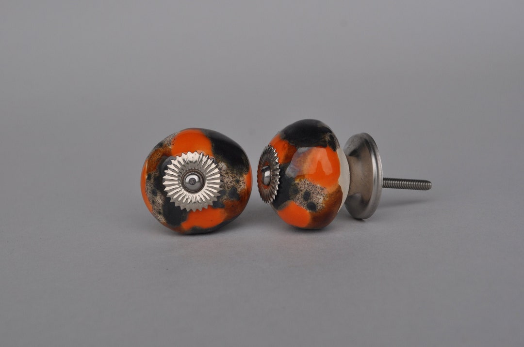 Orange Knobs, One-of-a-kind Knobs, Handmade Knobs, Ceramic Knobs - Etsy