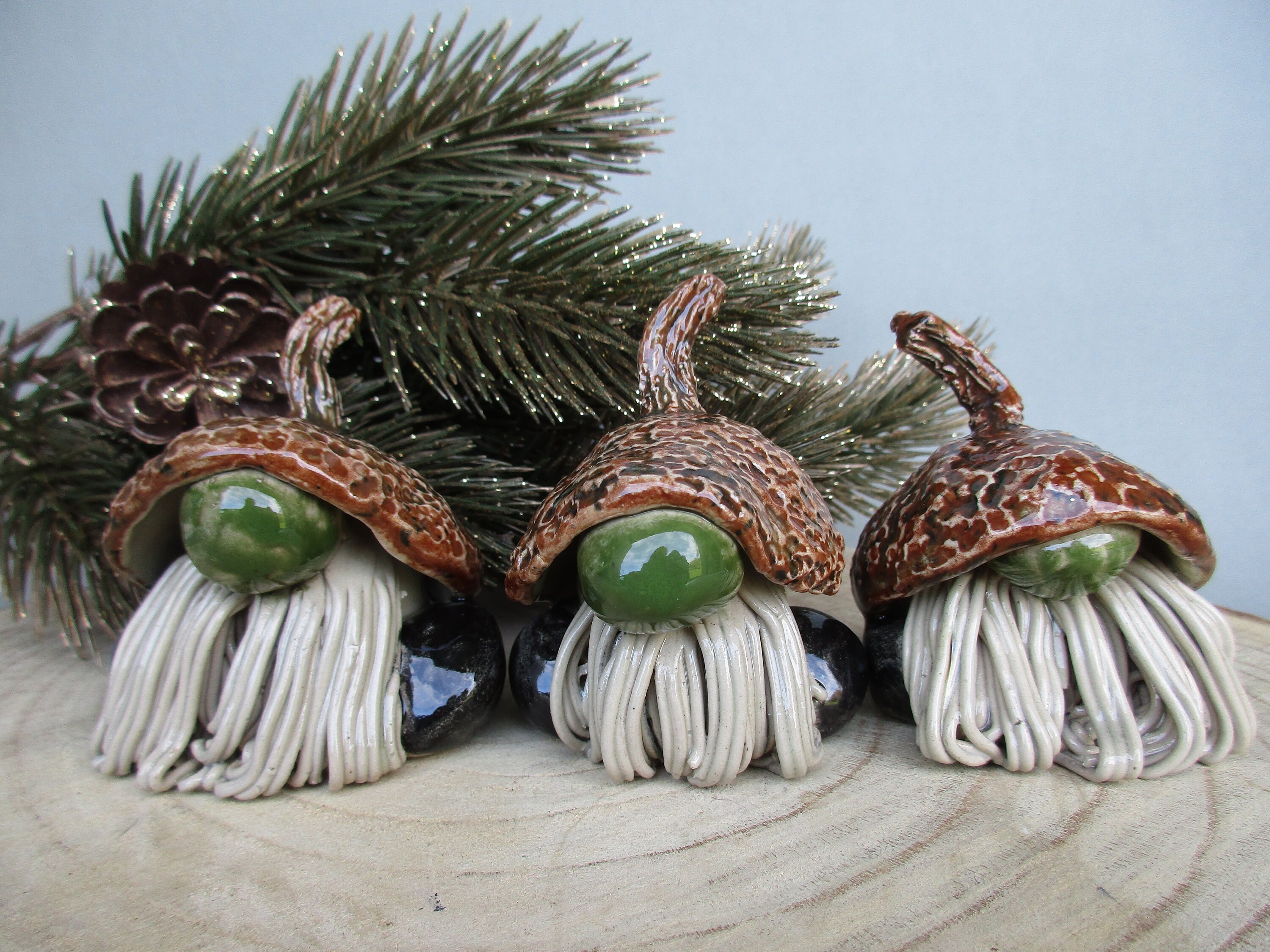 Acorn Gnome Gnome With Acorn Hat Stoneware Gnome Fall - Etsy