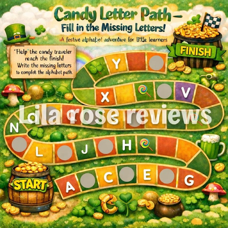3 Page Bundle Alphabet Game – Candy Letter Path, Preschool Worksheet ...