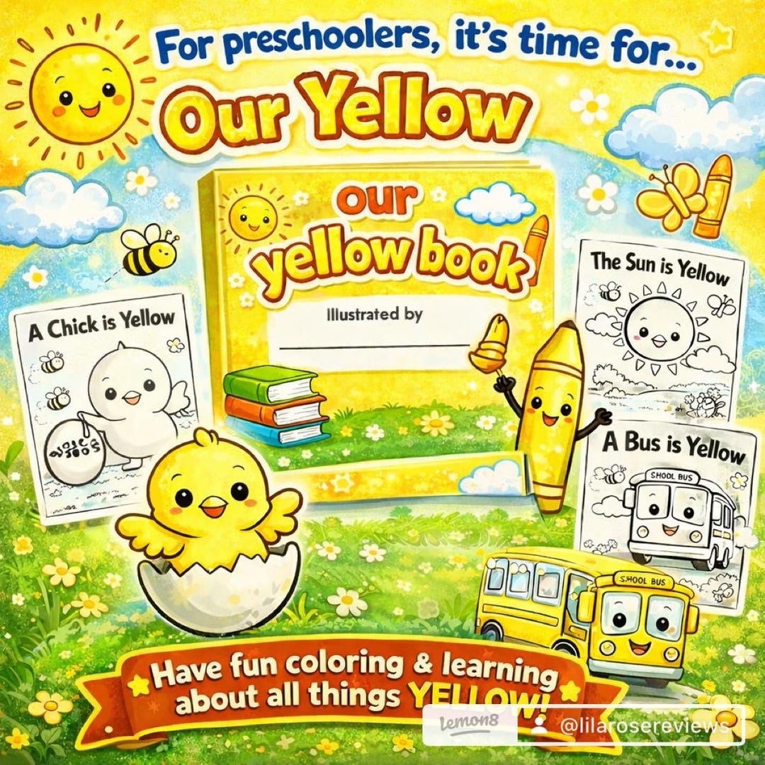Our Yellow Book Preschool Printable | Color Recognition Activity Book ...