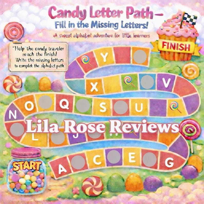 3 Page Bundle Alphabet Game – Candy Letter Path, Preschool Worksheet ...