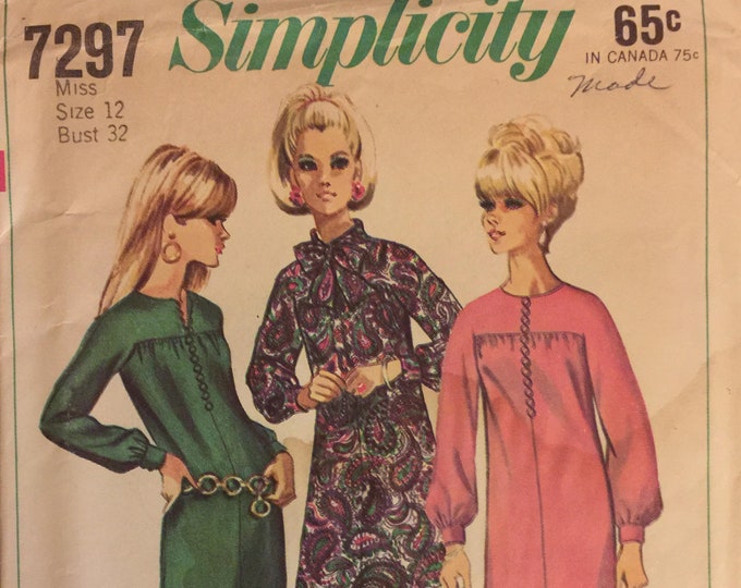 VTG 7297 Simplicity 1967. Misses' Dress. Size 12, Bust 32. Complete ...