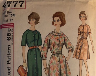 VTG 3320 Simplicity 1960. Junior Dress W/2 Skirts & Detachable Collar. Size 13, Bust 33 ...