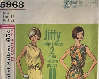 VTG 6004 Vogue 1963. One-piece Dress. Size 12, Bust 32. Complete, Unused, Partially Neatly Cut ...