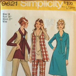 VTG 9621 Simplicity (1971). Misses' Dress or Tunic, Vest & Pants. Size ...