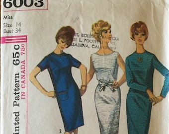 VTG 6307 Simplicity 1965. Misses' One Piece Dress. Size | Etsy