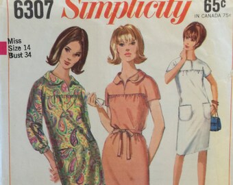 VTG 6634 Simplicity 1964. Misses' one piece dress. Size | Etsy