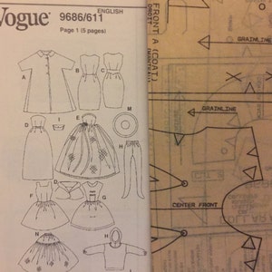 VTG 9686 Vogue (1997) Vogue Craft. 11-1/2" Fashion Doll Clothes ...