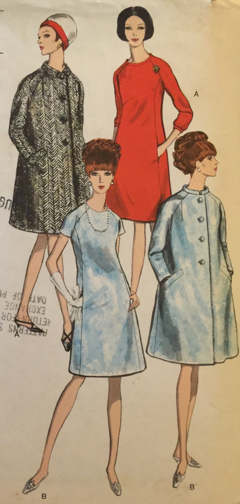 RARE VTG 6904 Vogue (1966). Vogue Special Design. Dress and Coat. Size ...