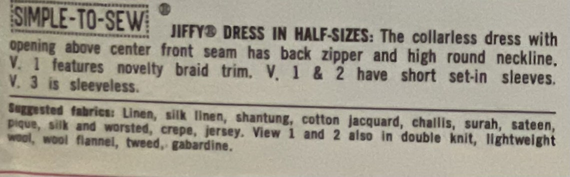 VTG 6079 Simplicity (1973). Jiffy. Simple-to-sew. Dress in Half Sizes ...