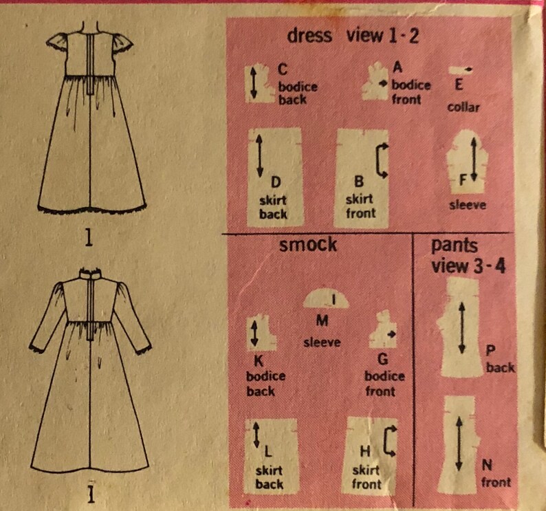 VTG 5993 Simplicity (1973). Toddler's Dress, Smock & Bell-bottom Pants ...