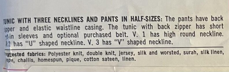 VTG 9959 Simplicity (1972). Tunic and Pants in Half-sizes. Size 24-1/2 ...