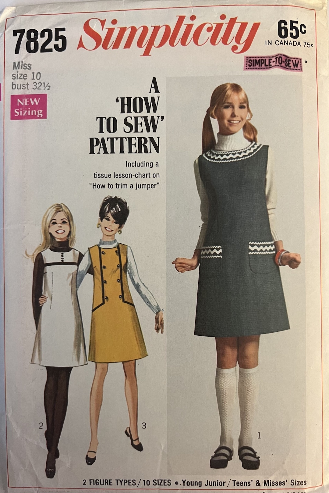 VTG 7825 Simplicity (1968). A How-to-sew Pattern. Misses' Jumper. Size ...