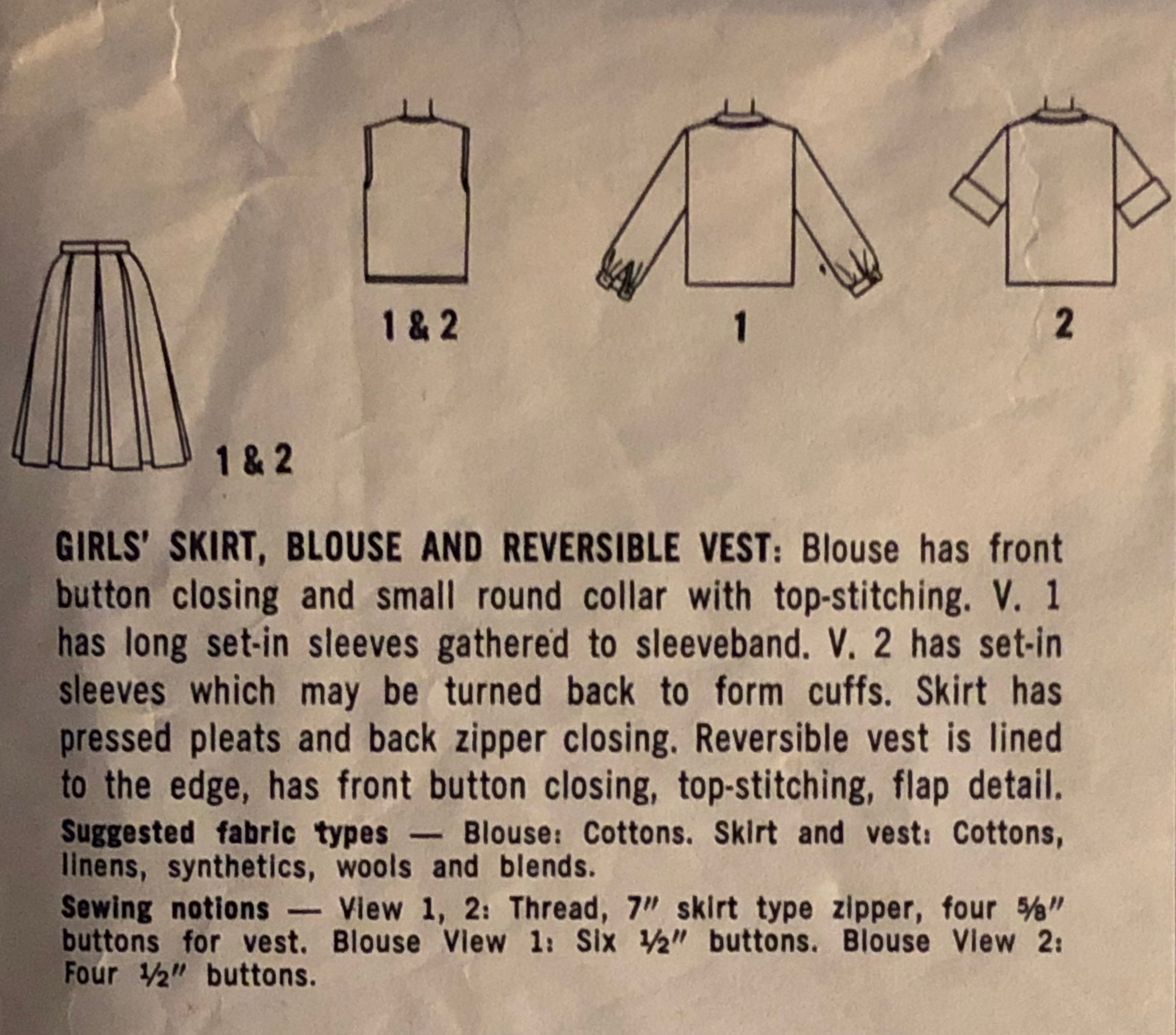 Rare VTG 4623 Simplicity 1962. Girl's Skirt Blouse & | Etsy