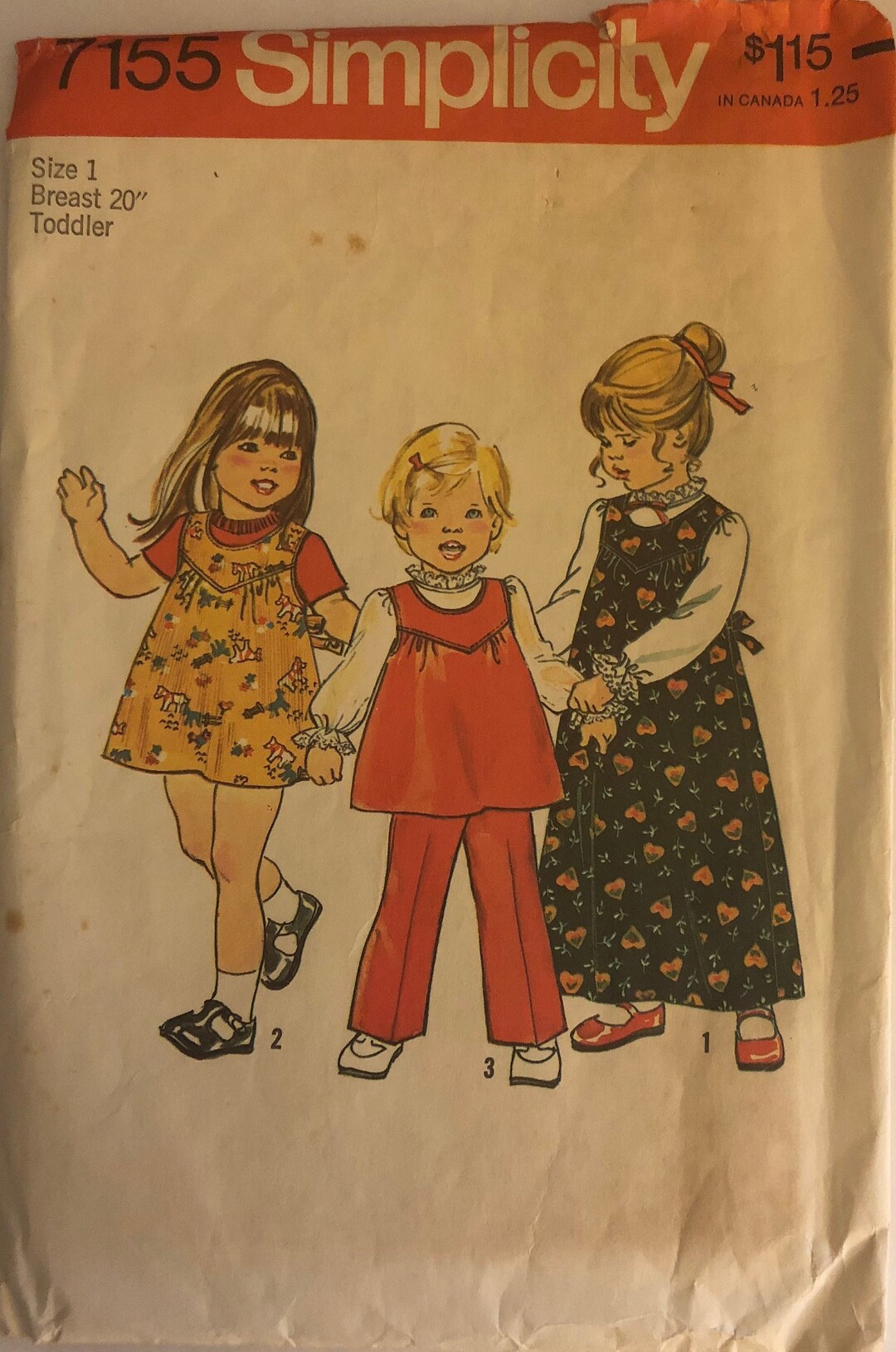 VTG 7155 Simplicity (1975). Toddler's Jumper or Top, Pants & Blouse ...