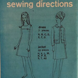 VTG 7301 Simplicity 1967. Designer Fashion. Misses' Dress and Jacket. Size 12, Bust 32. Complete ...