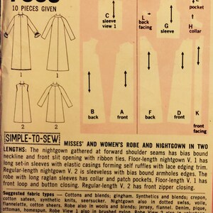 VTG 7363 Simplicity (1967). Simple to Sew. Robe & Nightgown in 2 ...