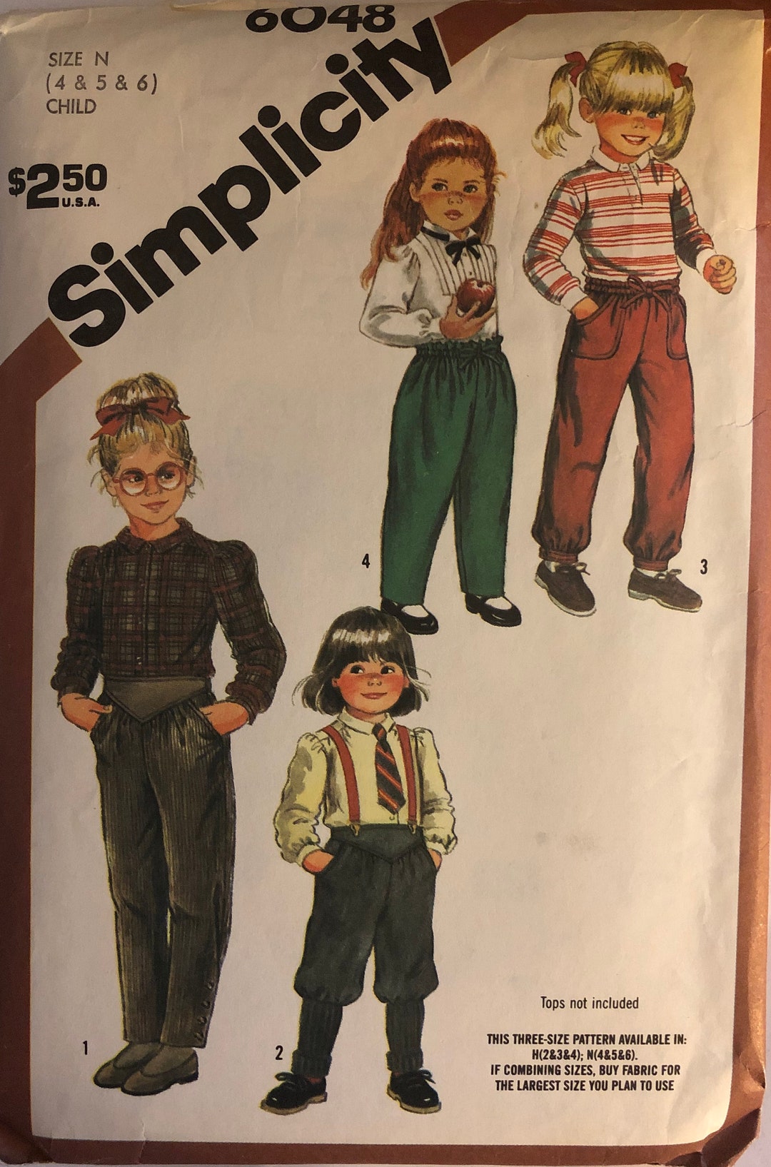 VTG 6048 Simplicity (1983). Child's Set of Fashion Pants. Size 4-5-6 ...