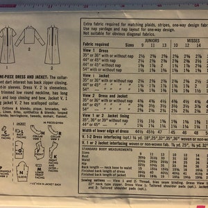 VTG 6099 Simplicity (1965). Juniors' One-piece Dress & Jacket. Size 11 ...