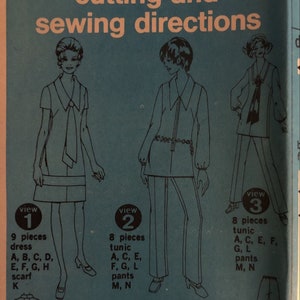 VTG 9035 Simplicity (1970). Dress or Tunic, Scarf, Pants in Half-sizes ...