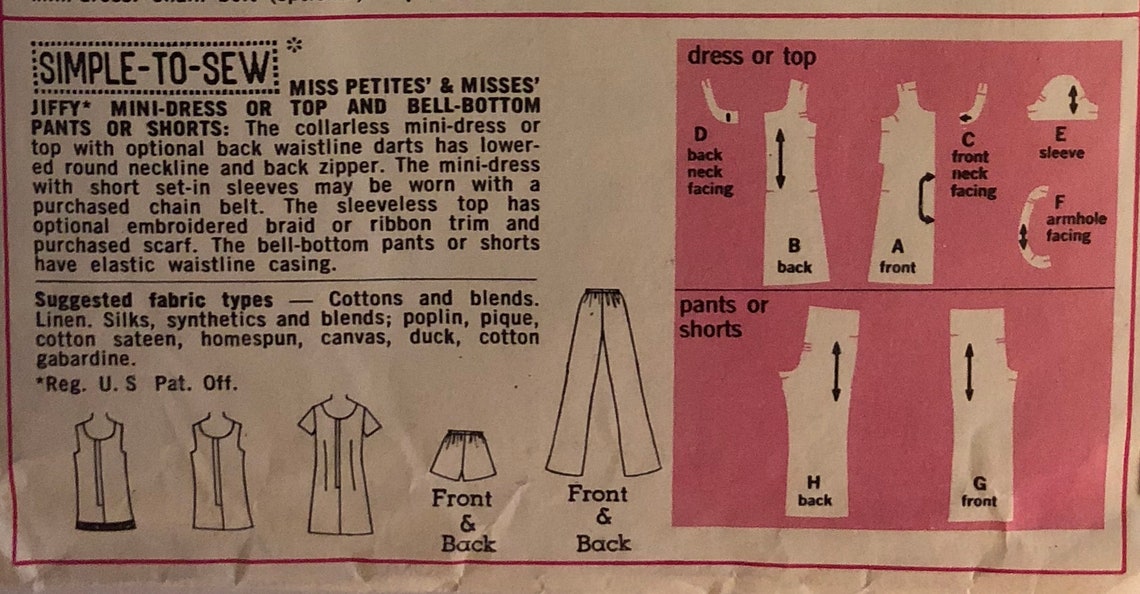 VTG 8259 Simplicity 1969. Jiffy. Misses' Petite Mini | Etsy
